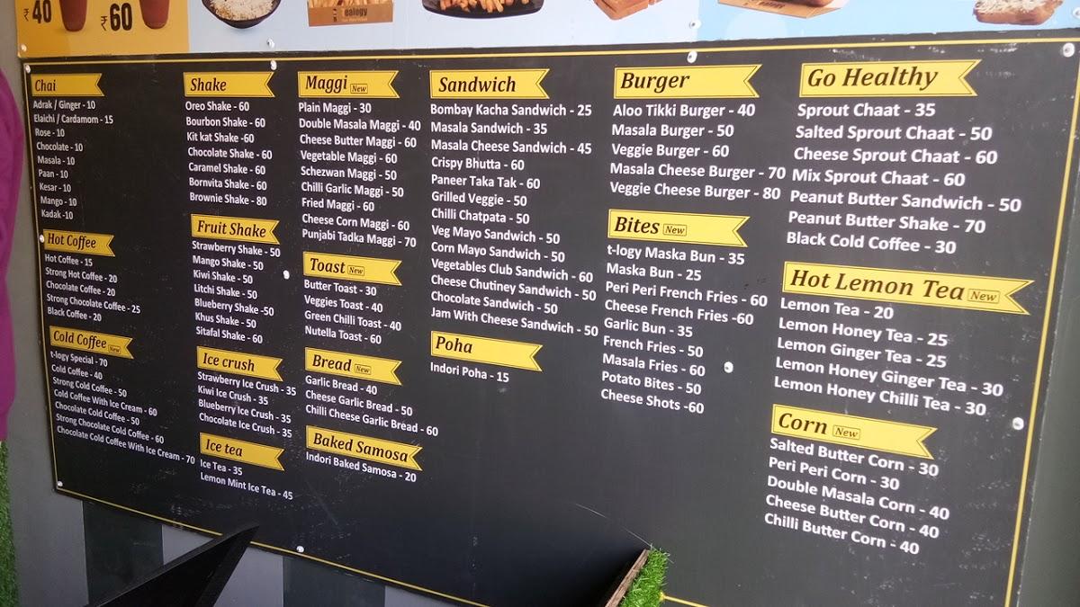 Menu at Tealogy cafe guna, Guna