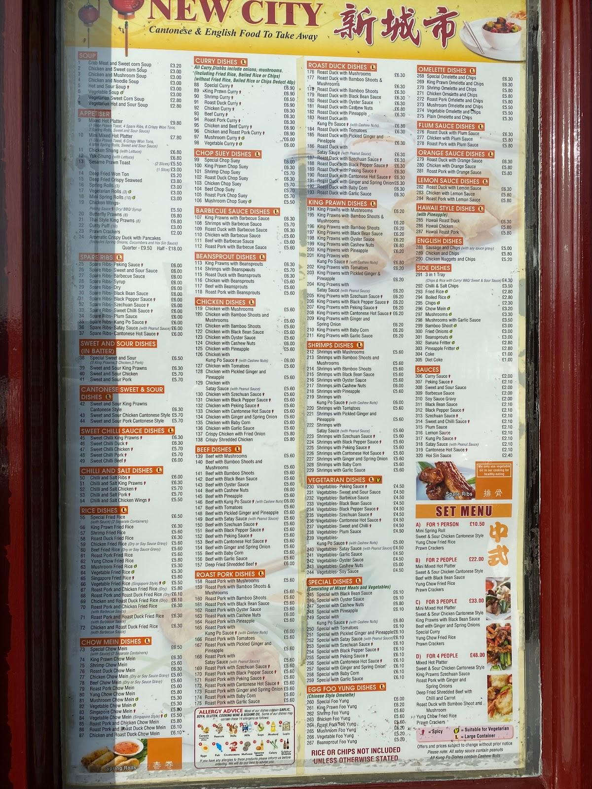Menu at New City Takeaway fast food, Telford