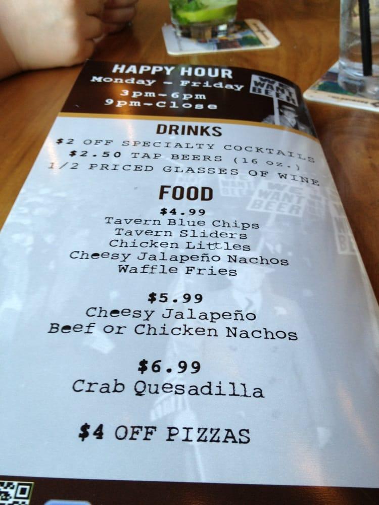Menu at The Tavern Grill restaurant, Woodbury