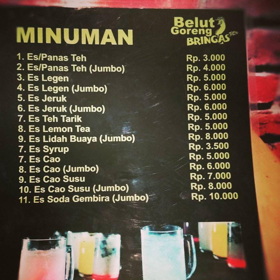 Menu at Belut Goreng Bringas restaurant, Surabaya
