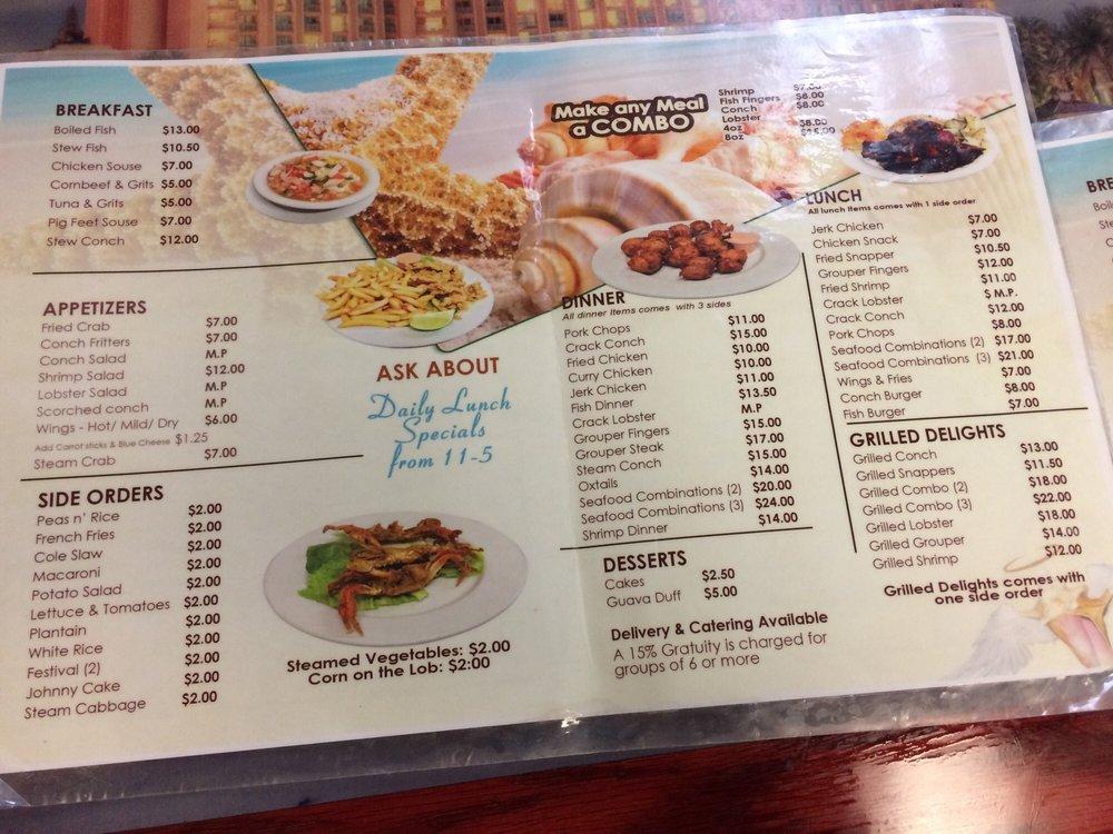 Menu at Conch Heaven restaurant, Miami, NW 27th Ave