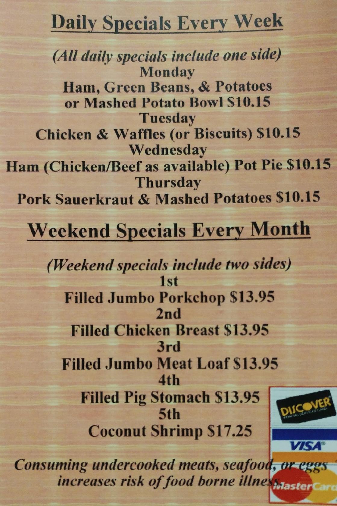 Menu at County Line Restaurant, Richfield