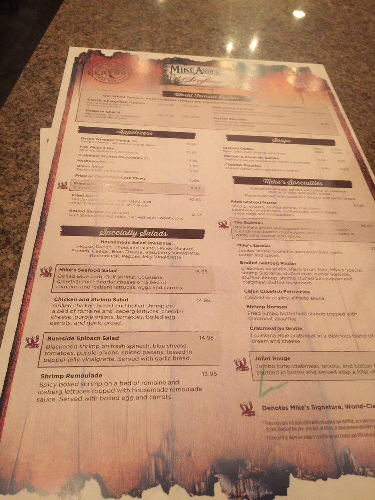 Menu at Mike Anderson's - Gonzales restaurant, Gonzales