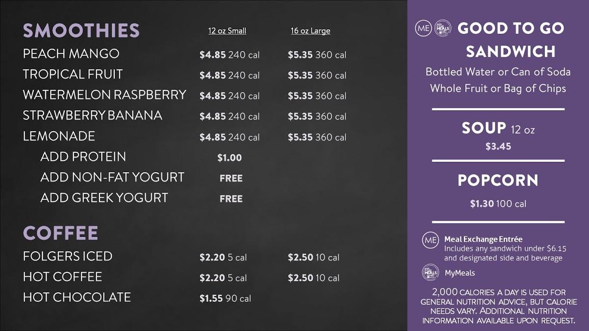 Menu at Sideline Cafe, Whitewater