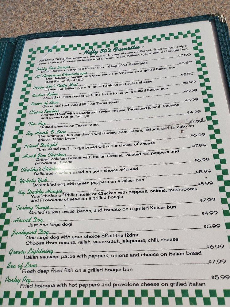 Menu at Rhonda's Emerald Diner restaurant, Hubbard, 825 N Main St