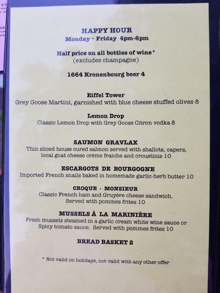 Menu at Bon Ami restaurant, Denver