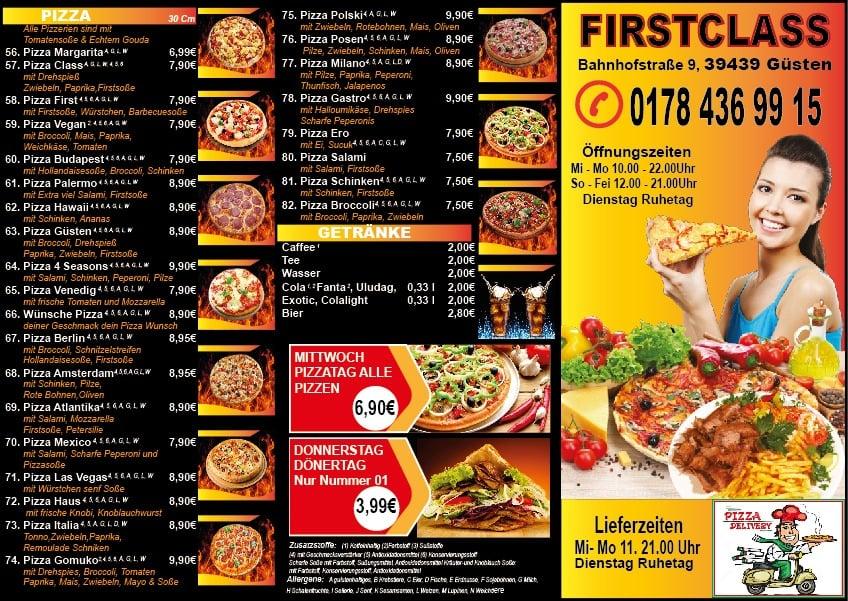 Menu at FIRST CLASS, Güsten