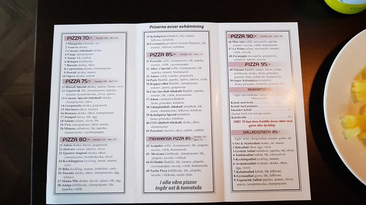 Menu at Mon Ami Falun restaurant, Falun