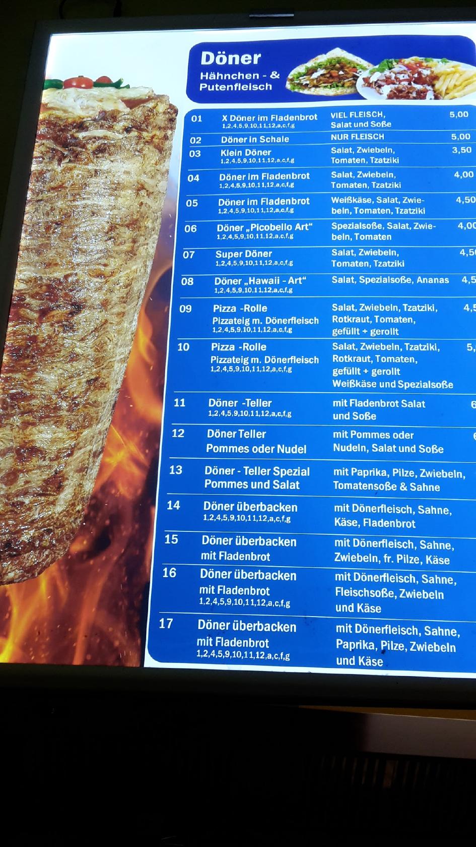 Menu at Picobello restaurant, Gotha