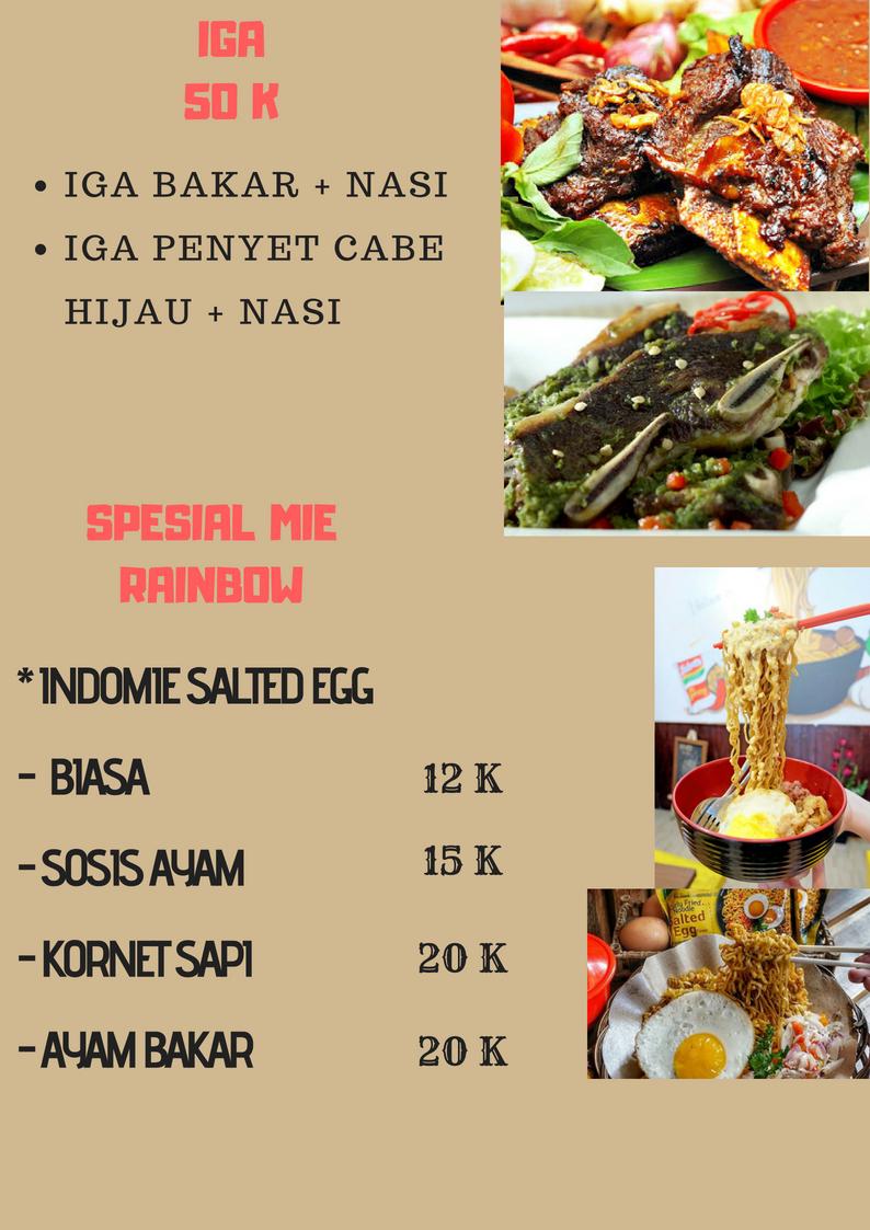 Menu at Rainbow Cafe Ice Cream, West Jakarta