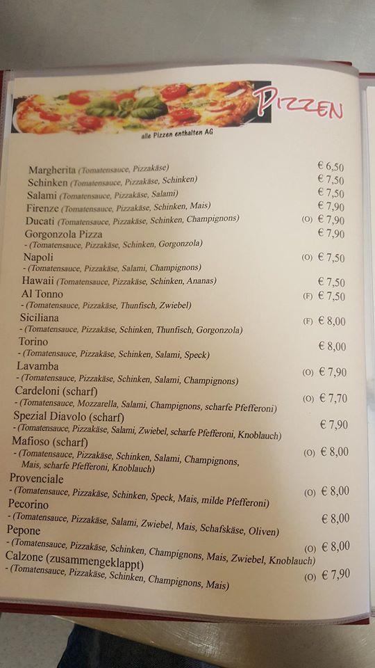 Speisekarte von Gusto pizza, Gallspach
