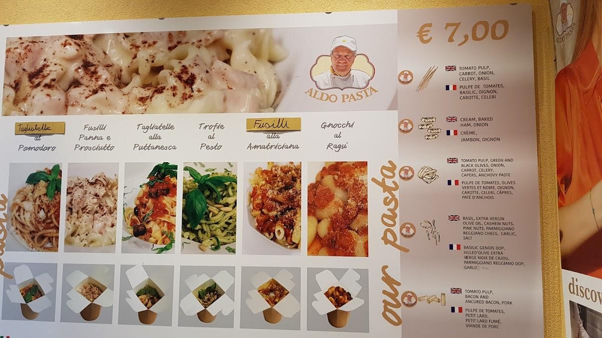 Menu at Aldo Pasta restaurant, Venice