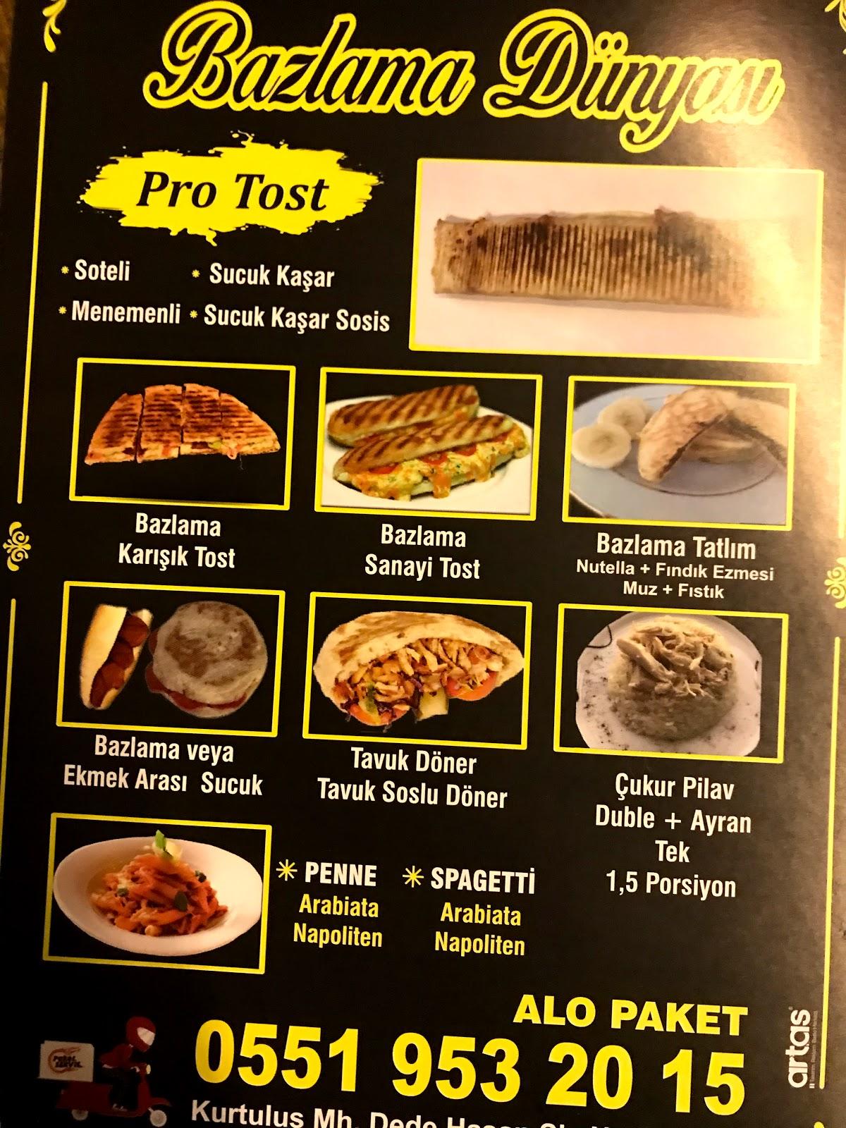 Menu at Bazlama Dünyası Uşak, Usak