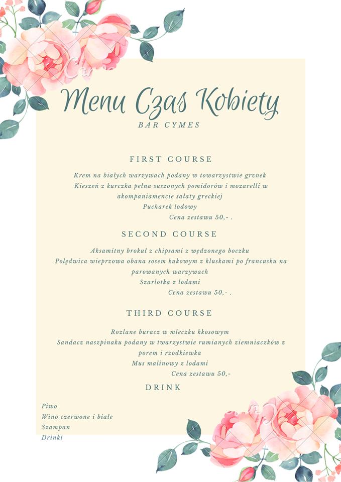 Menu at Cymes, Dzialdowo