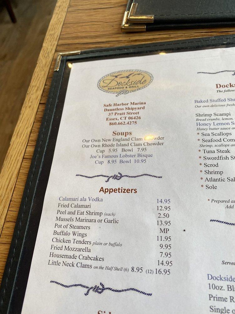 Menu at Dockside at Dauntless restaurant, Essex