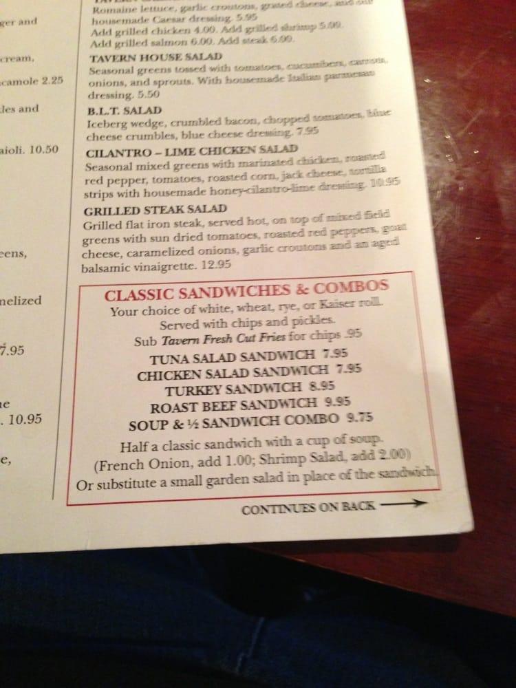 Menu at Mount Airy Tavern restaurant, Mount Airy