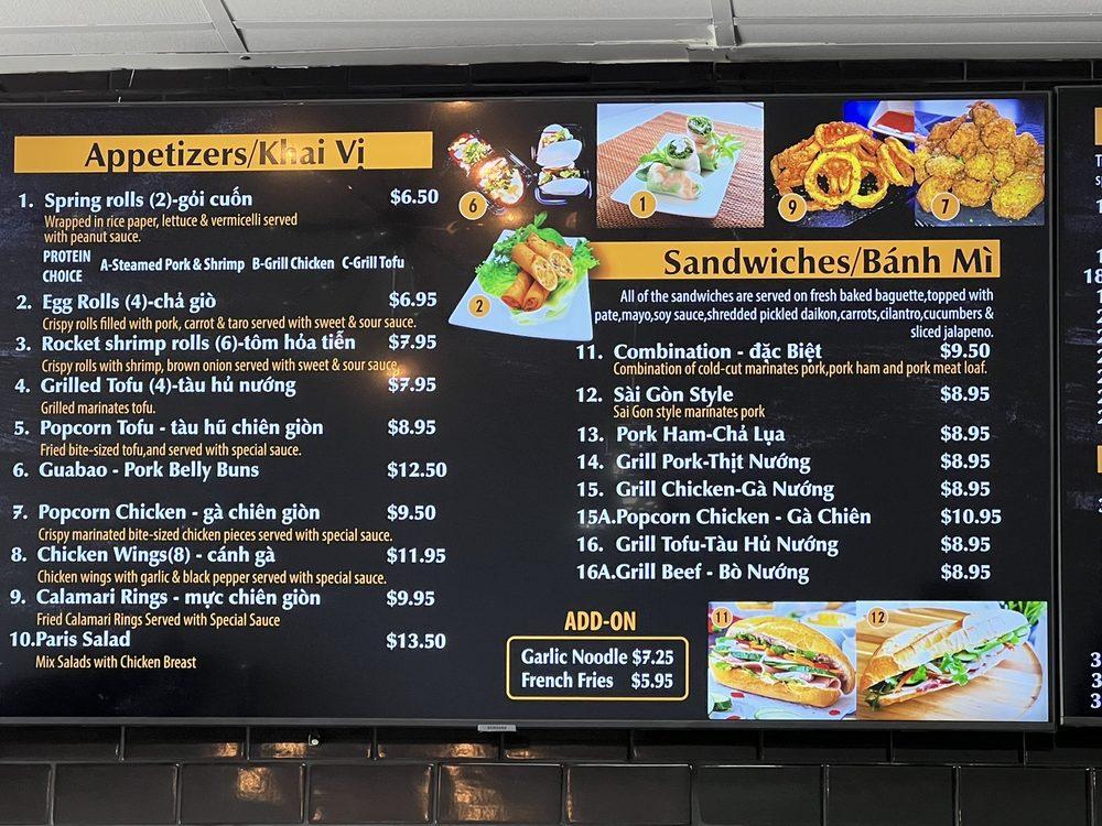 Carta del restaurante Banh Mi Paris sandwiches, Port Hueneme