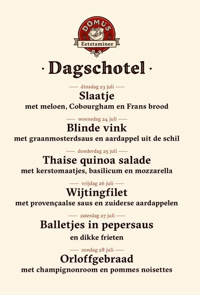 Menu at Domus, Leuven, Tiensestraat 8