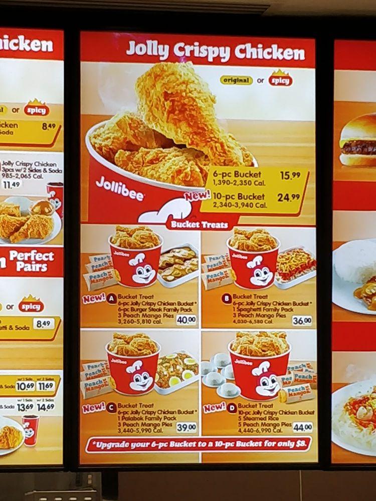 Menu at Jollibee fast food, Toronto, 79 Billy Bishop Way