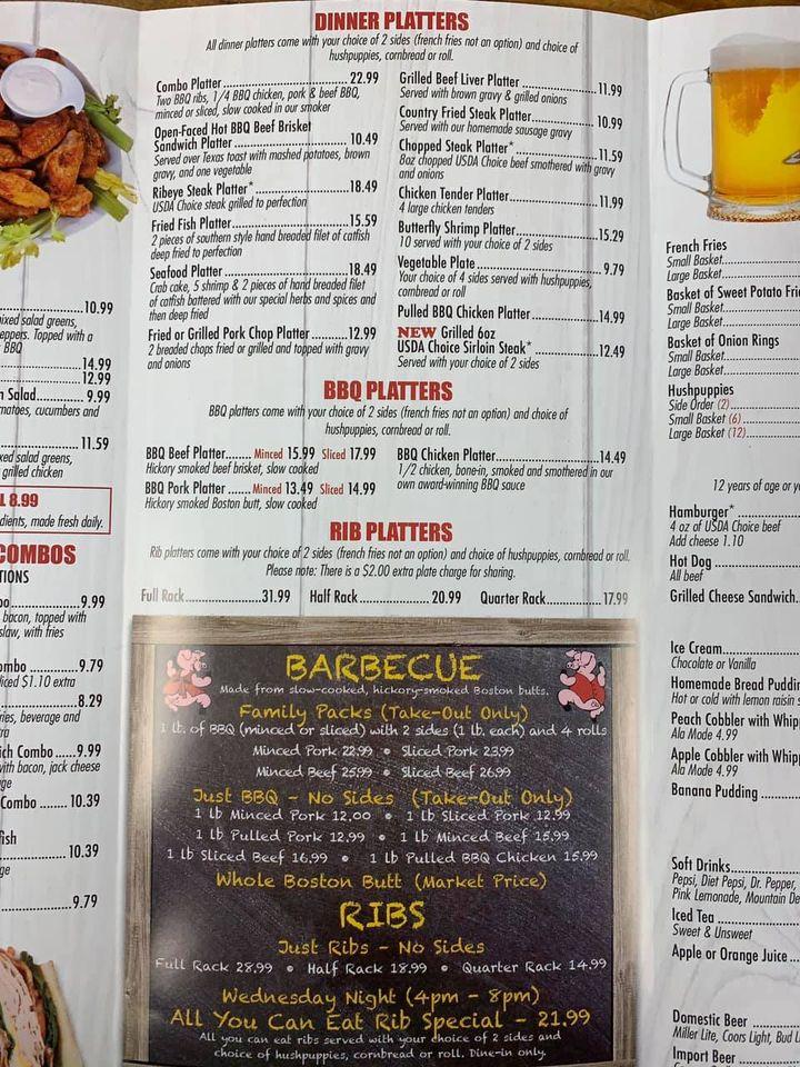 Menu at Prince George Family BBQ, Petersburg