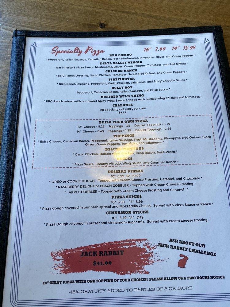 Menu at Red Rabbit Grill pizzeria, Delta