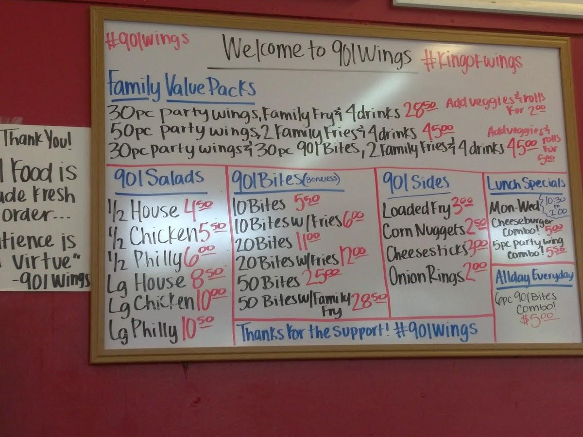 Menu at 901 Wings restaurant, Southaven, 156 Stateline Rd W