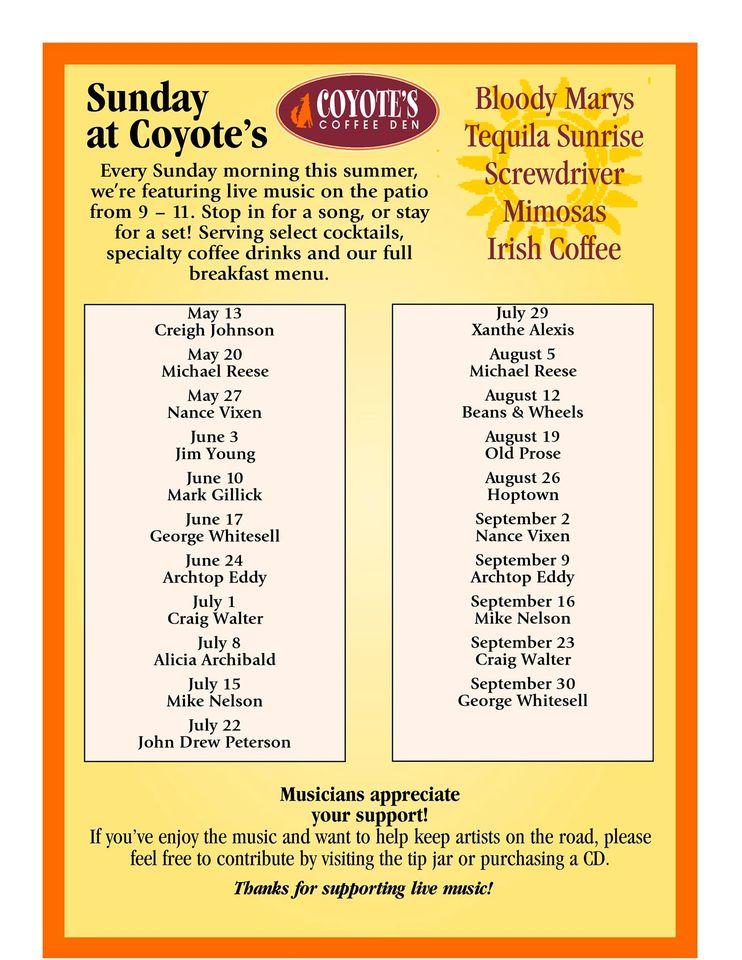 Menu at Coyote's Coffee Den restaurant, Penrose, 675 CO-115