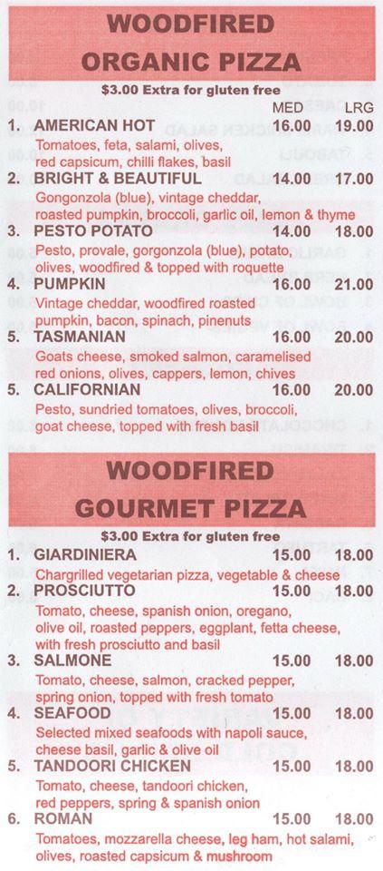 Menu at House of Salad pizzeria, Eltham