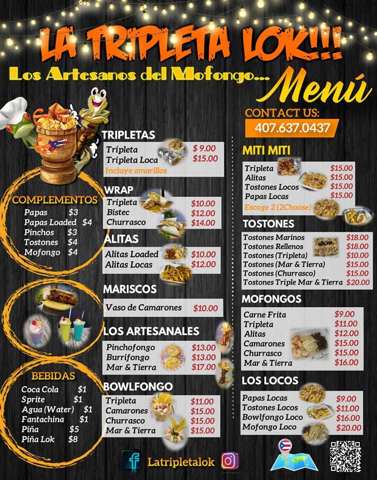 Menu at La Tripleta LoK!!! restaurant, Poinciana