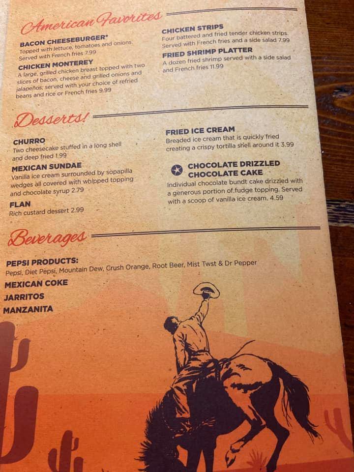 Menu at El Rodeo restaurant, Guthrie