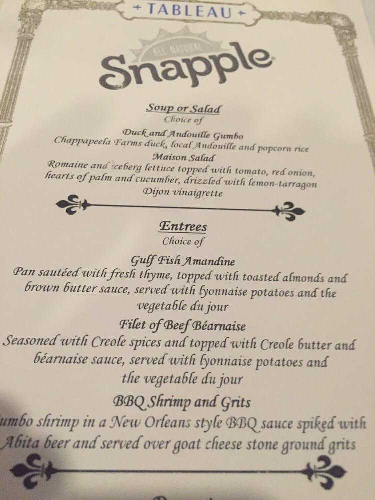 Menu at Tableau pub & bar, New Orleans, 616 St Peter
