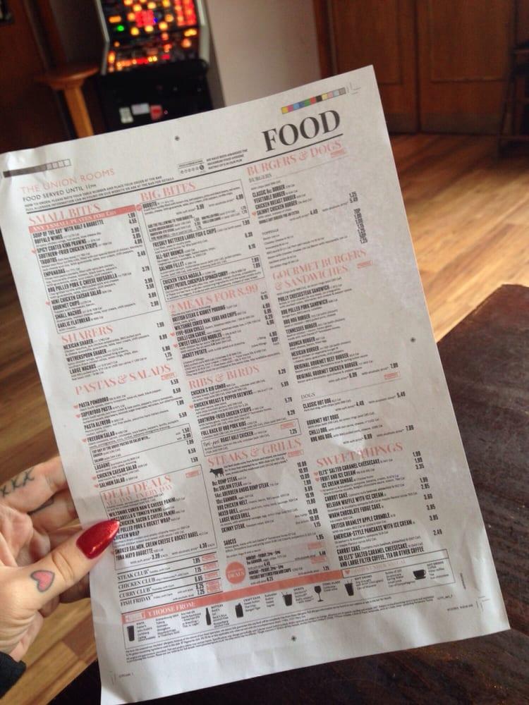 Menu at The Union Rooms - JD Wetherspoon pub & bar, Plymouth