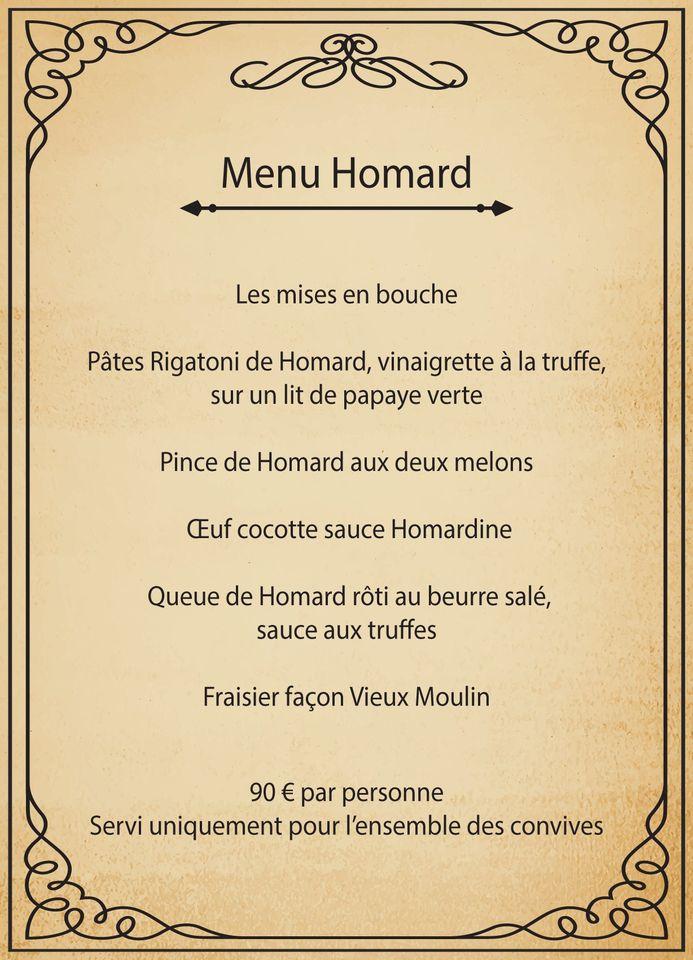 Menu at Au Vieux Moulin restaurant, Echternach