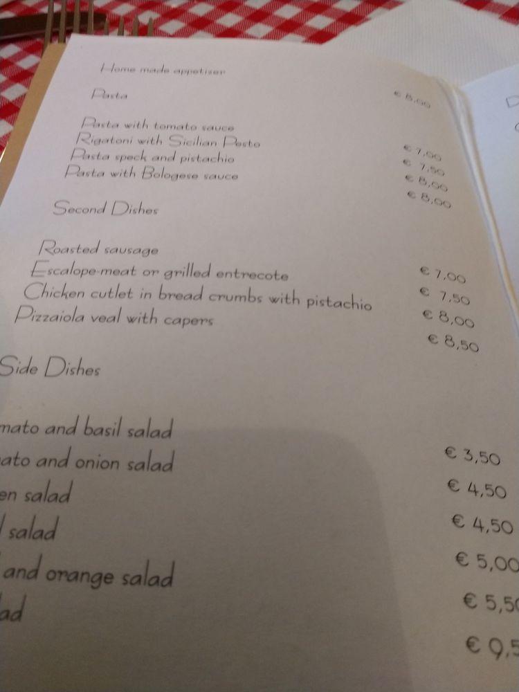 Menu da Trattoria da Luigi ristorante, Ragusa