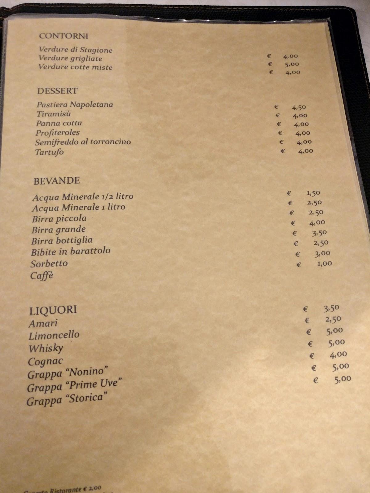 Menu da Ristorante al Faro, Udine