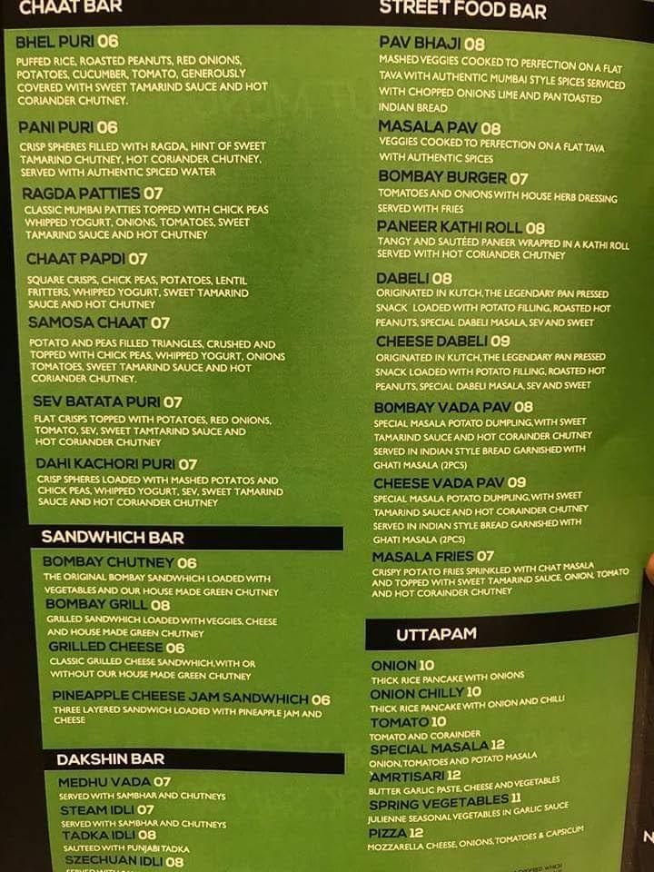 Menu at Royal Paan restaurant, Regina