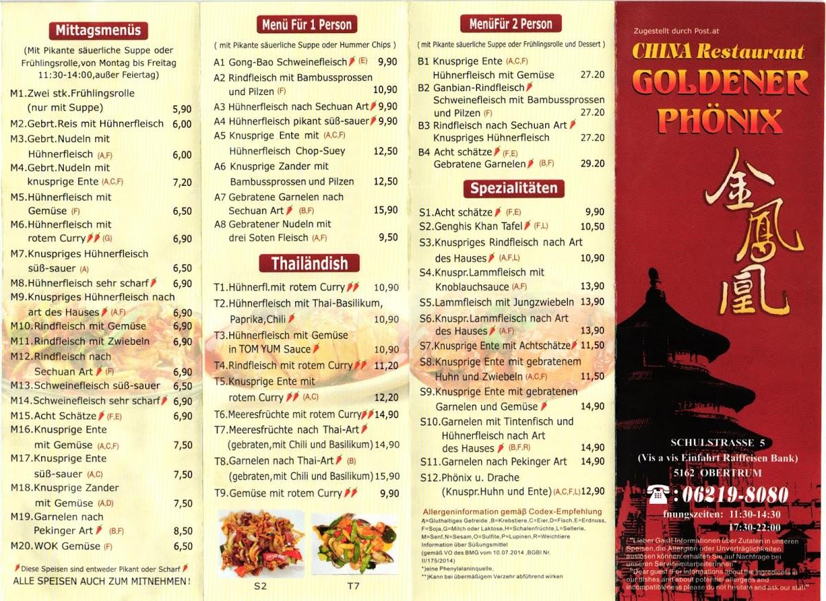Speisekarte von Goldener Phoenix restaurant, Obertrum am See