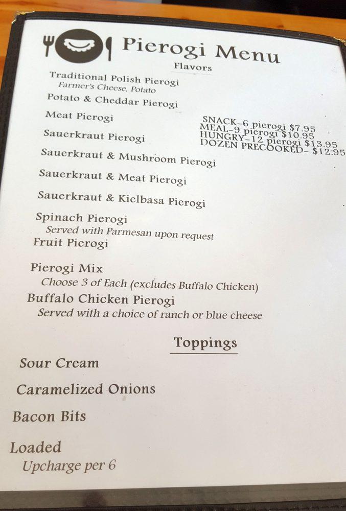 Menu at Janik's Pierogi Cafe, Westfield