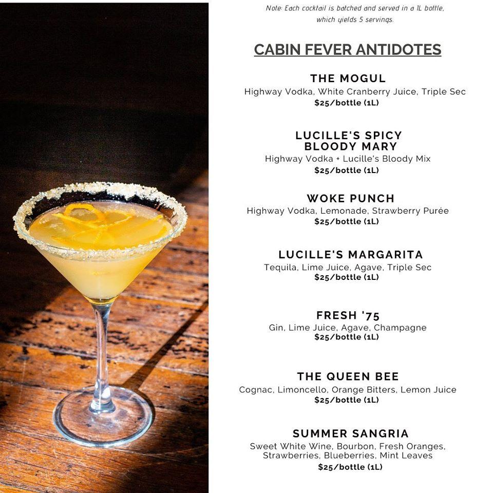 Menu at Lucille's restaurant, Houston