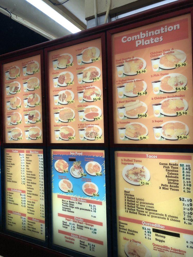 Menu at Polibertos restaurant, Flagstaff