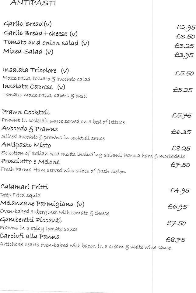 Menu at Aurora Hotel & Italian Restaurant, Nairn