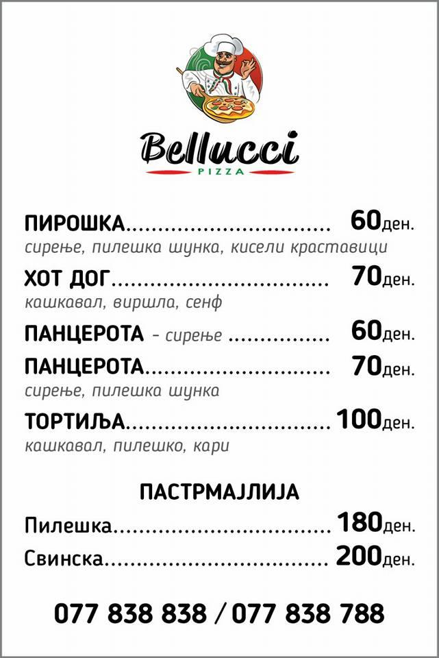 Menu at BELLUCCI pizzeria, Drachevo