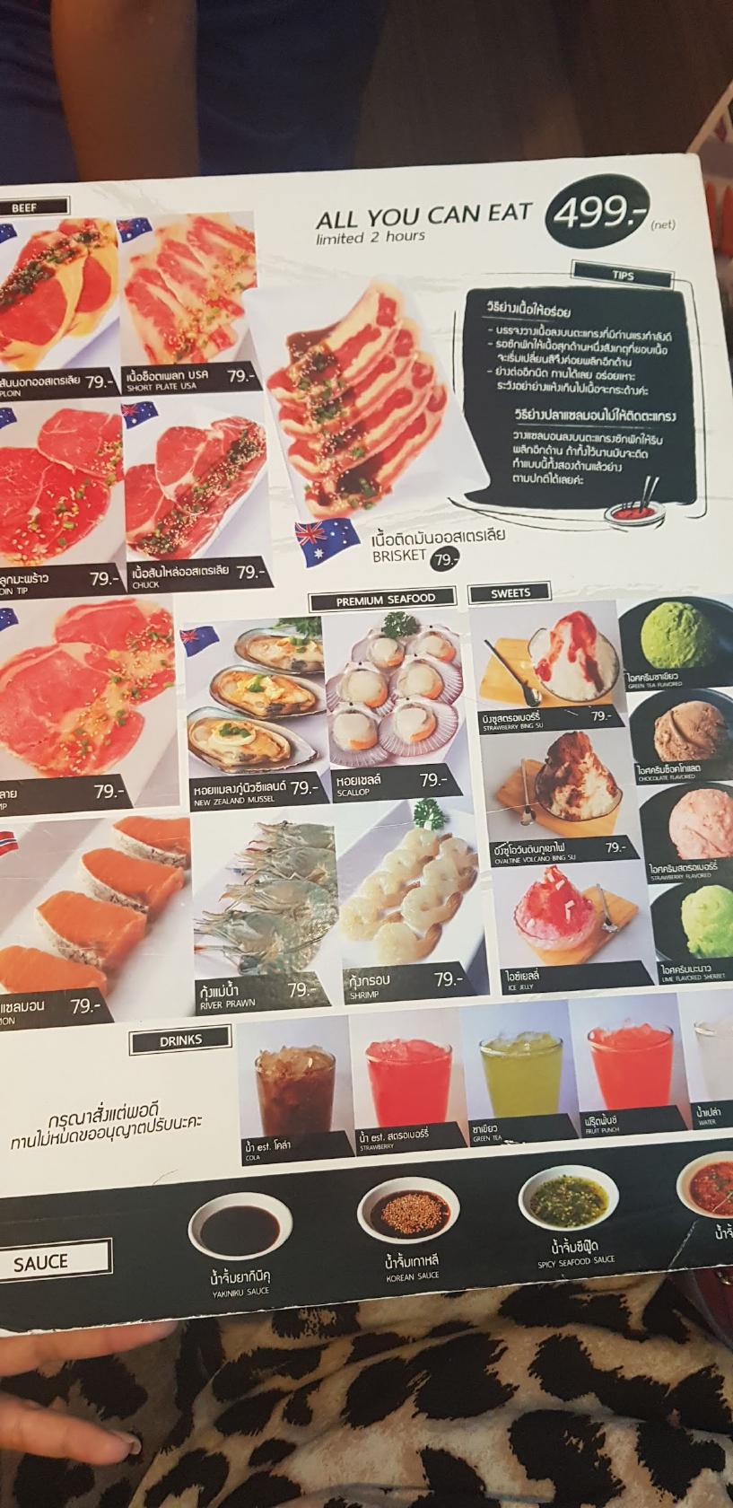 Menu at So Grill Yakiniku Restaurant, Chanthaburi