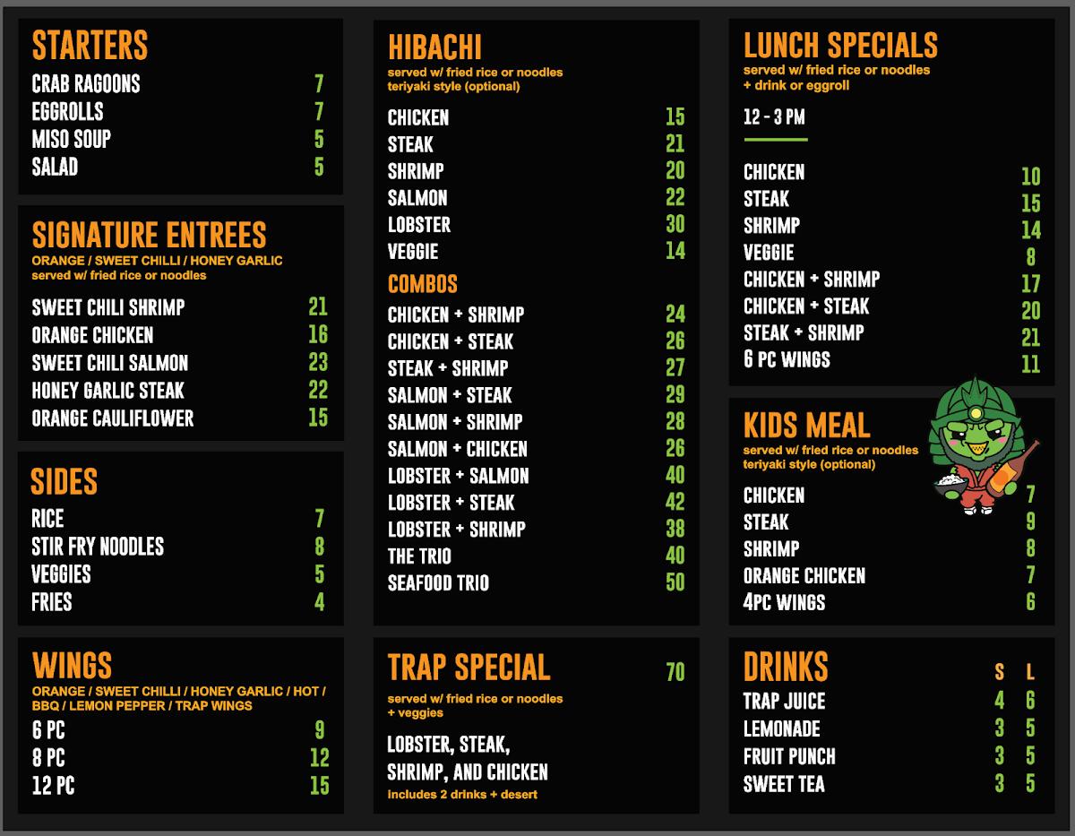 Menu at Trapbachi restaurant, Sunrise