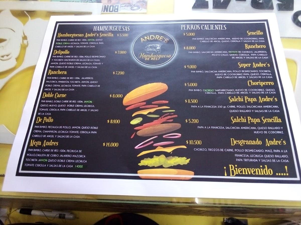 Menu at ANDRES HAMBURGUESA DE RES restaurant, Tunja