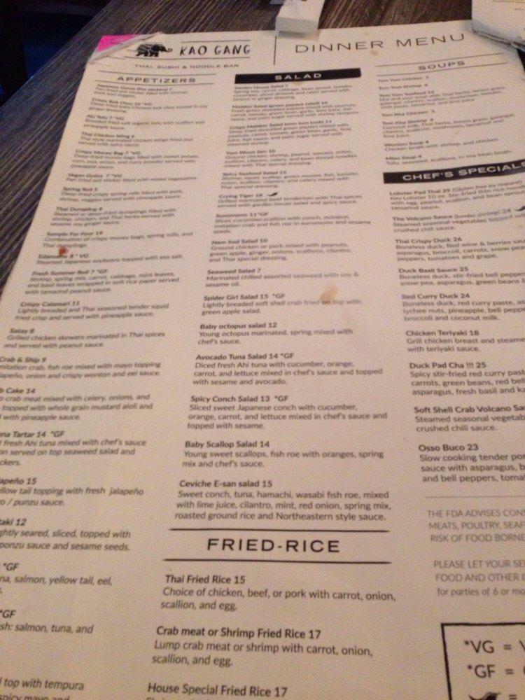 Menu at KAO GANG restaurant, Palm Beach Gardens