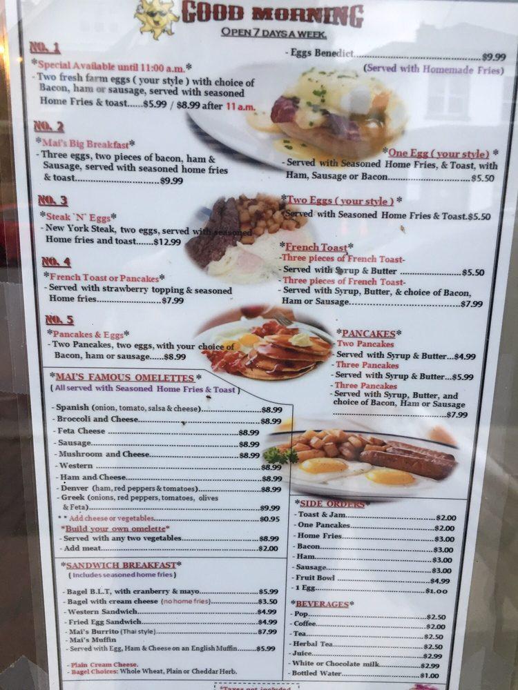 Menu at Mai's Café & Bistro, London
