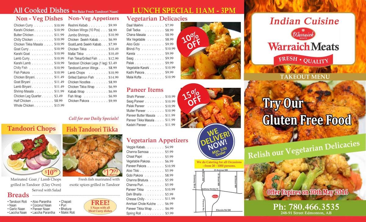 Menu at Indian Restaurant Rasam Cuisine, Edmonton