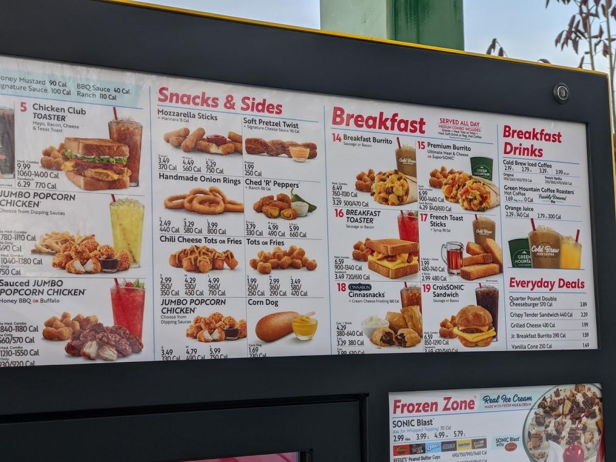 Menu at Sonic Drive-In fast food, Fairbanks