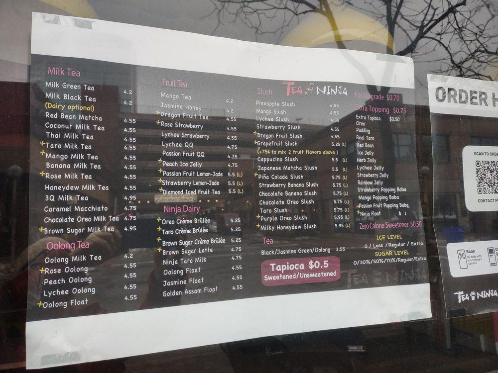Menu at Tea Ninja desserts, Ann Arbor
